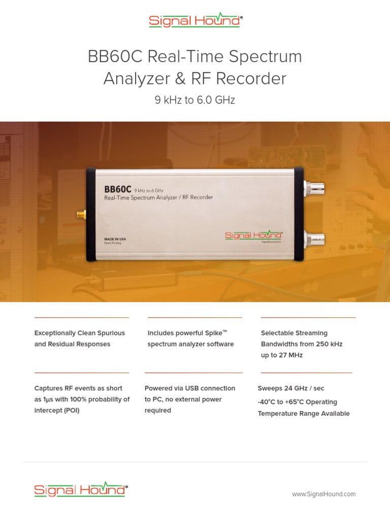 Bb60C Real-Time Spectrum Analyzer & RF Recorder: 9 KHZ To 6.0 GHZ | PDF ...