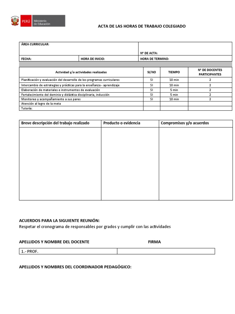 Acta Colegiado Modelo. | PDF