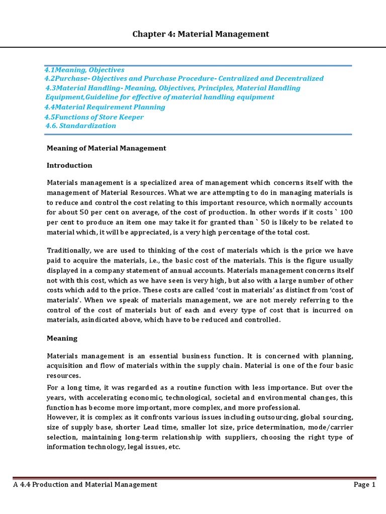 Chapter 4 - Material Management | PDF | Supply Chain Management ...