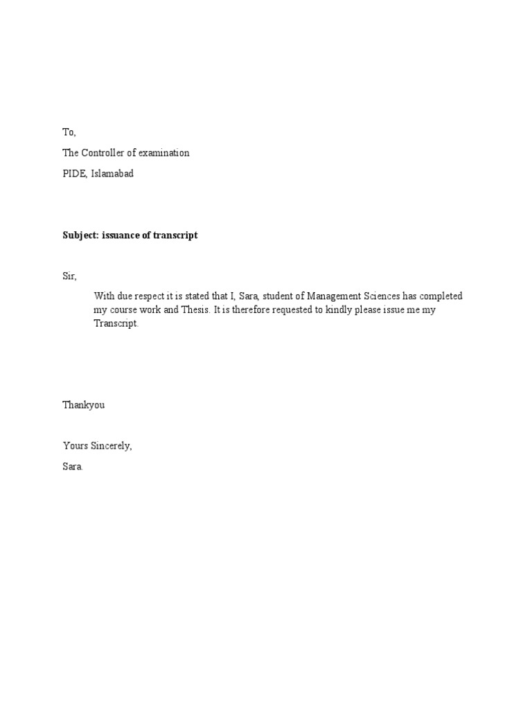 Application For Issuance of Transcript | PDF