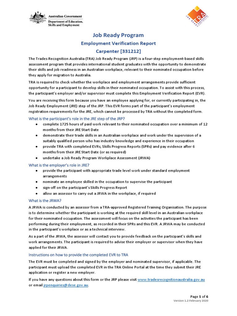 Carpenter - Employment Verification Report | PDF | Framing ...