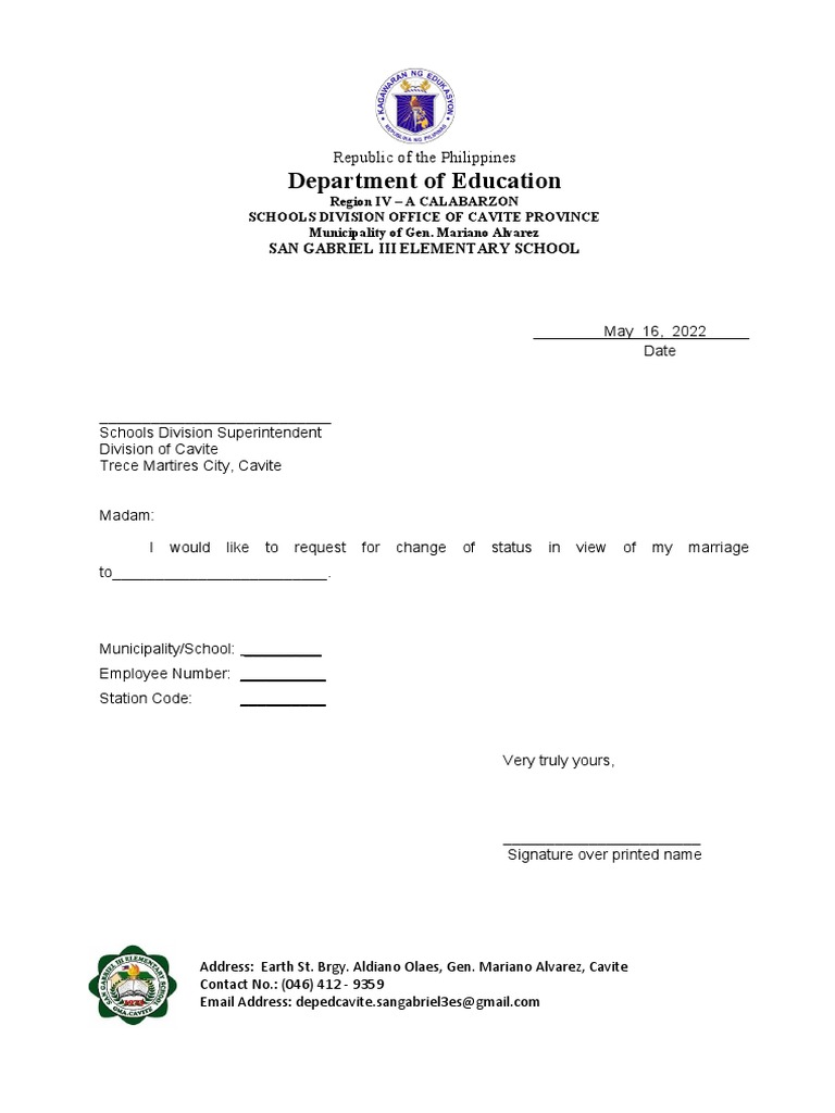 Request for Change of Marital Status | PDF