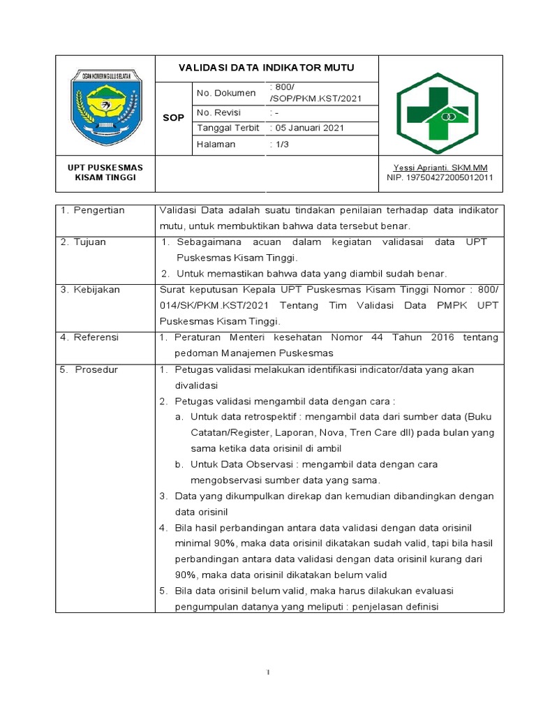 Sop Validasi Data | PDF