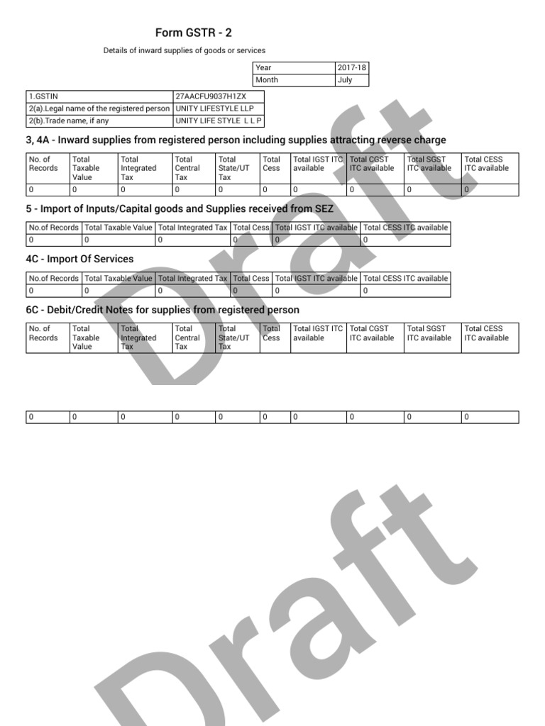 DR Aft: Form GSTR - 2 | PDF | Payments | Government Finances