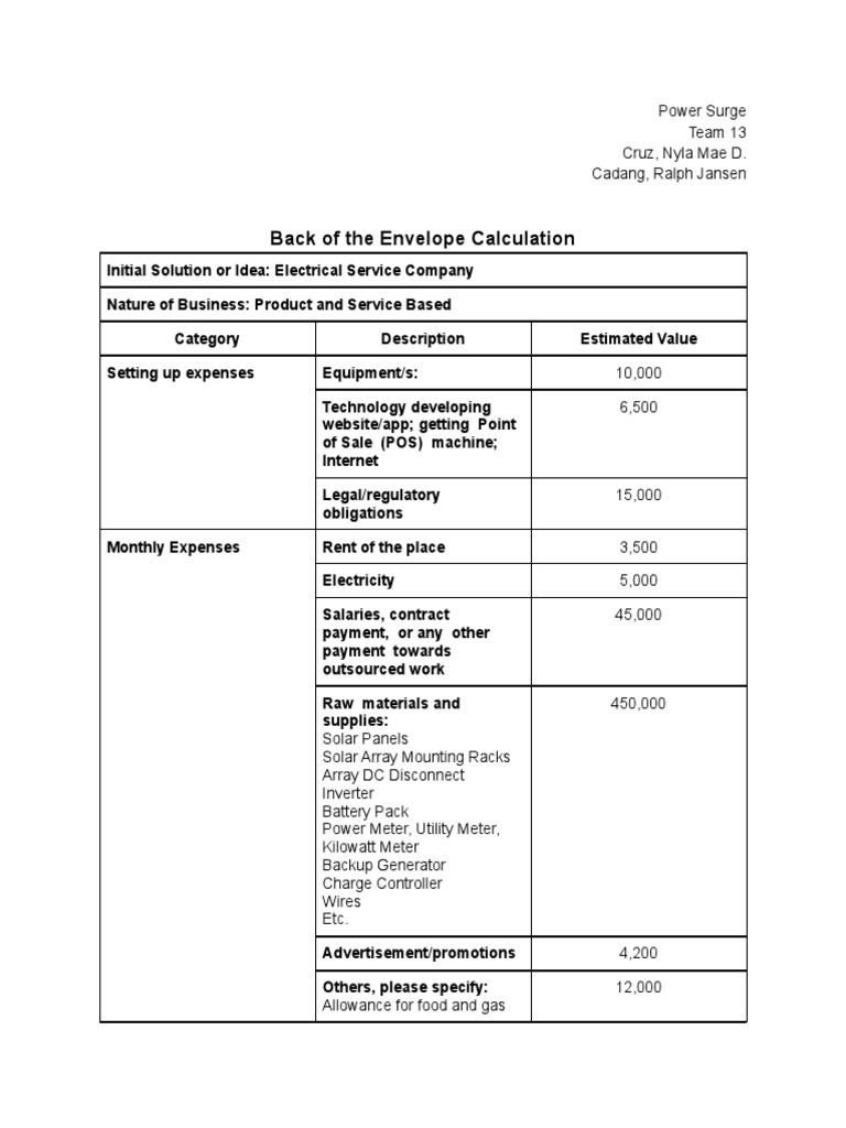 Milestone 1 - Task 2 - Back of The Envelope Calculation | PDF ...