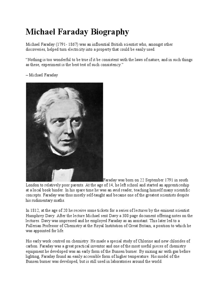 Michael Faraday Biography | PDF | Science