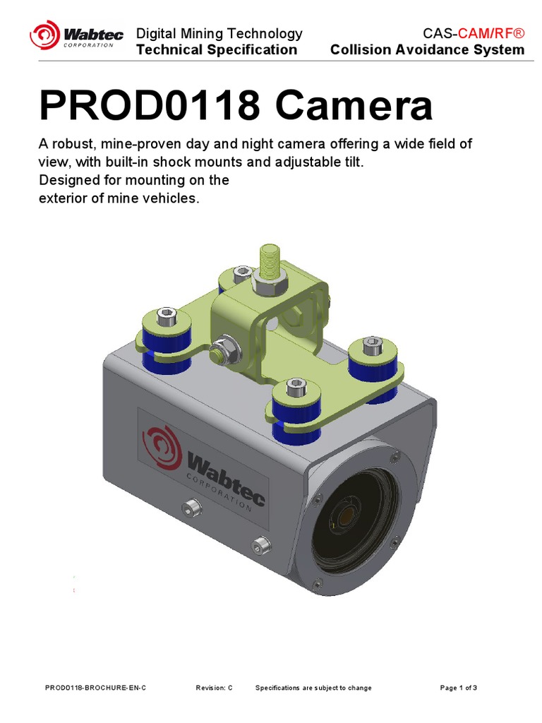 CAS-CAMRF PROD0118 Camera Technical Specification Sheet C | PDF ...