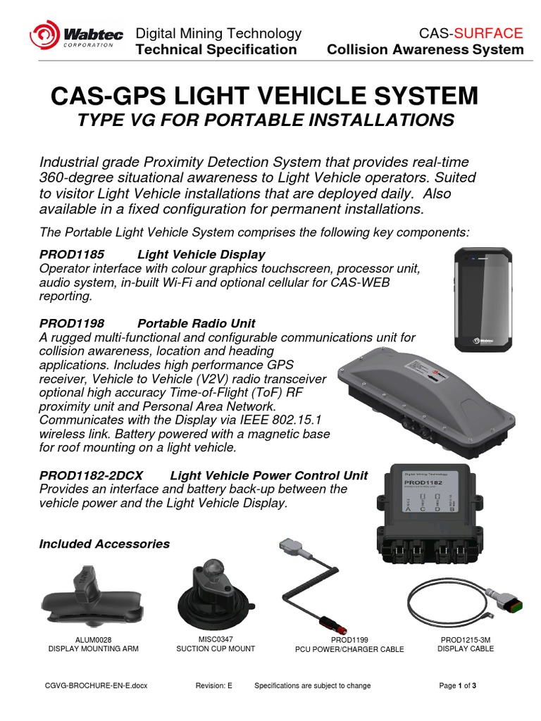 Cas-Gps Light Vehicle System: Type VG For Portable Installations | PDF ...