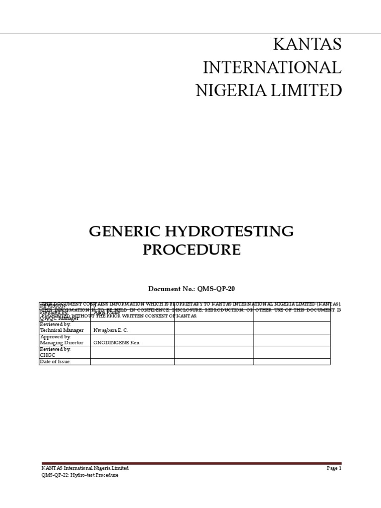 4.2.3 - Hydrotest Procedure | PDF | Calibration | Leak