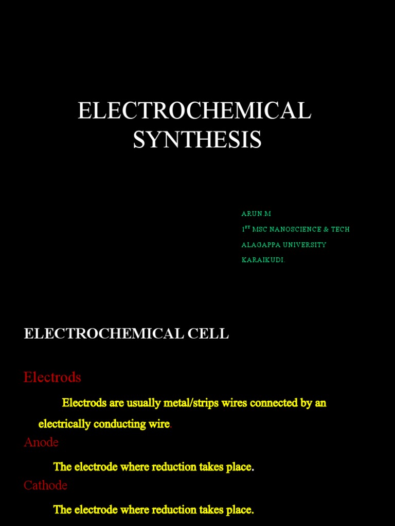 Electrochemical Synthesis | PDF | Electrochemistry | Anode