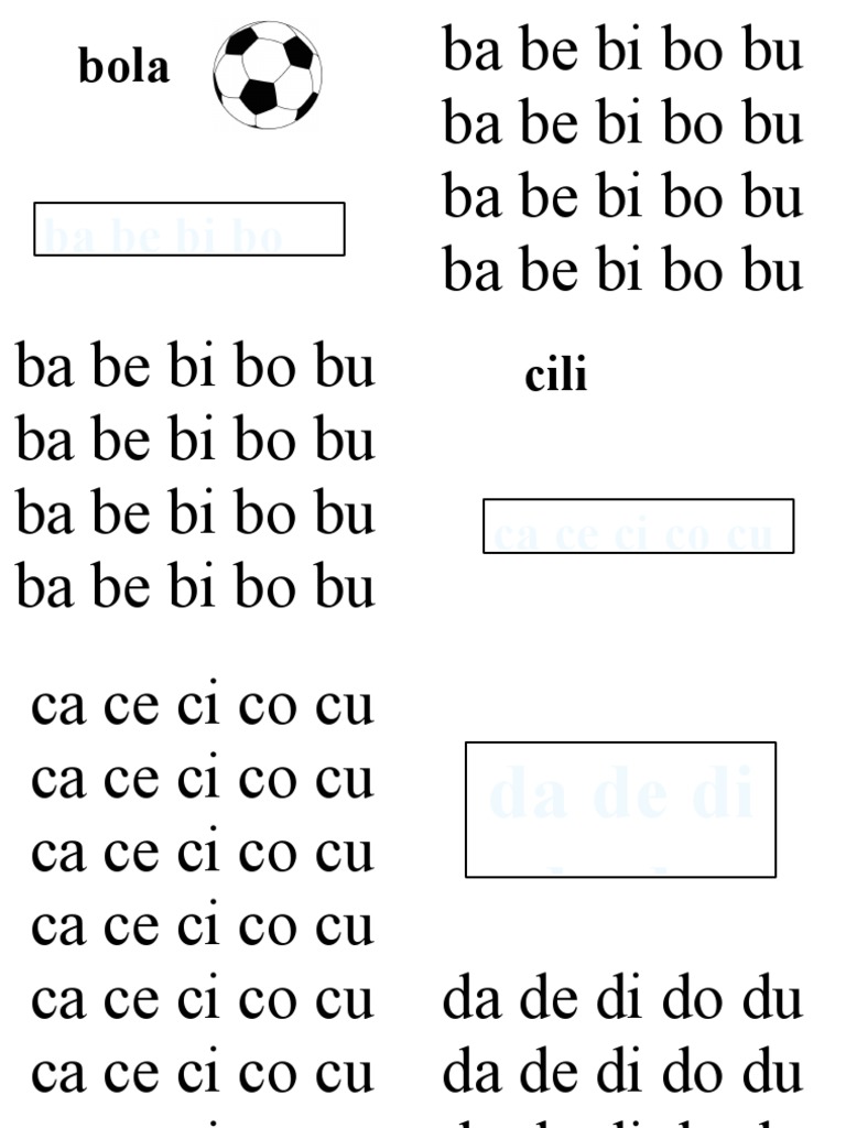Worksheet Menulis Ba Be Bi Bo Bu | PDF