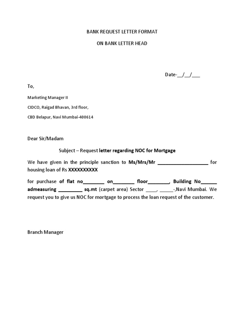 Bank Request Letter Format | PDF