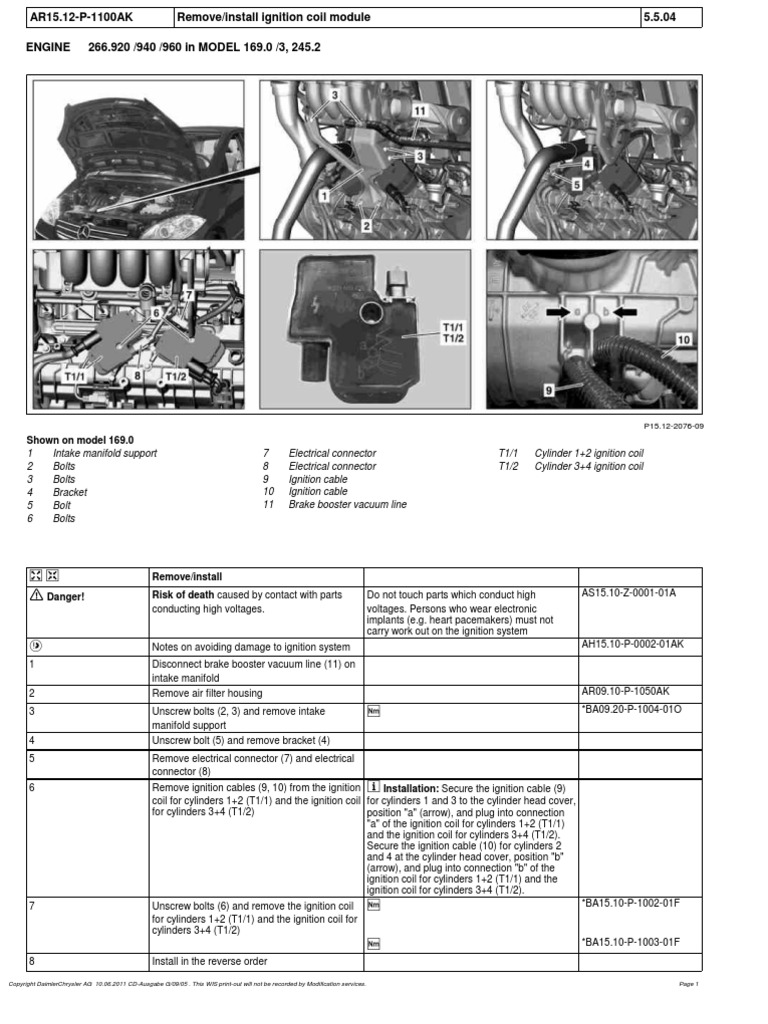 w169 mercedes benz a150 Remove and Install Ignition Coil