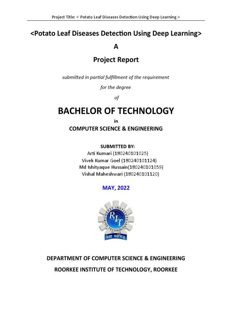 Potato Leaf Diseases Detection Using Deep Learning Report | PDF