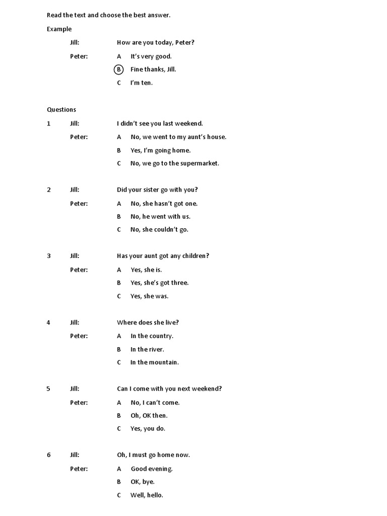 Movers Reading and Writing Practice | PDF