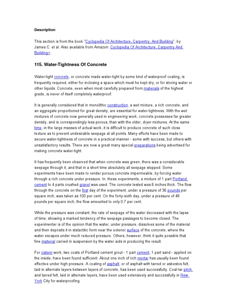 Ensuring Water Tightness In Concrete Pdf Concrete Soil Mechanics