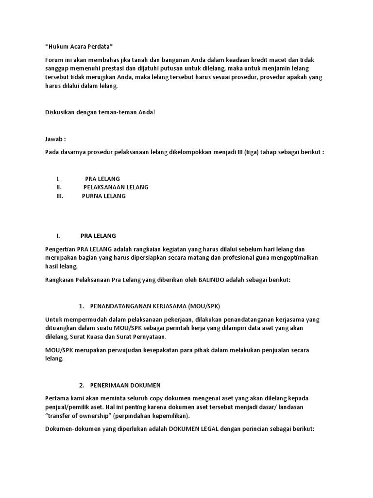 Prosedur Lelang Tanah dan Bangunan | PDF