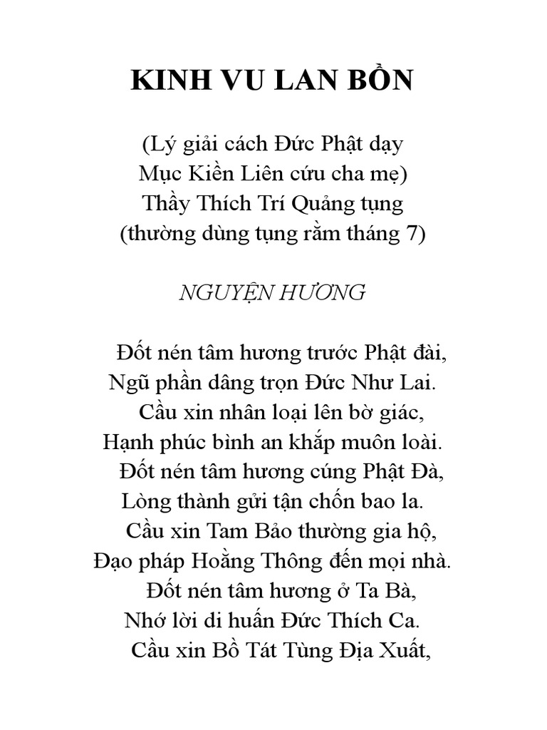 Kinh Vu Lan Bồn | PDF