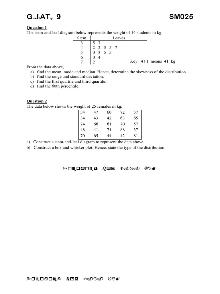 SM025 GIAT 9 (Solutions) | PDF | Statistical Analysis | Teaching Mathematics