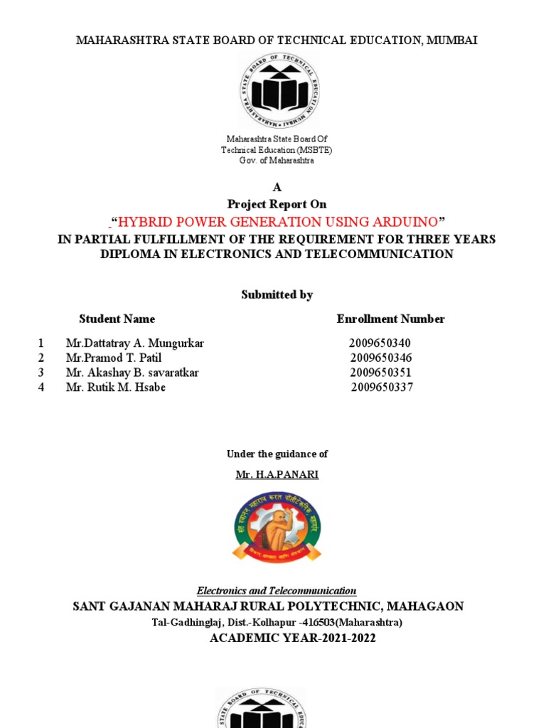Hybrid Power Generation Using Arduino | PDF