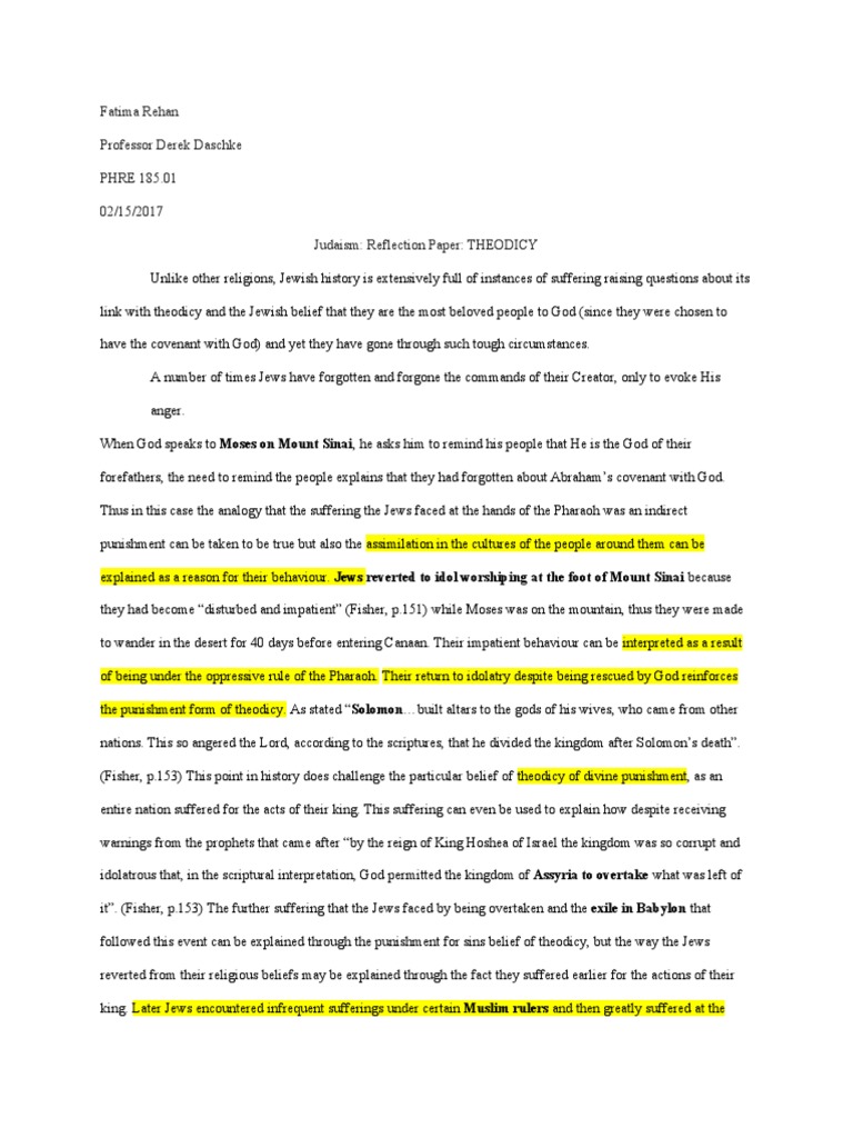 Judaism - Reflection Paper | PDF | God | Jews