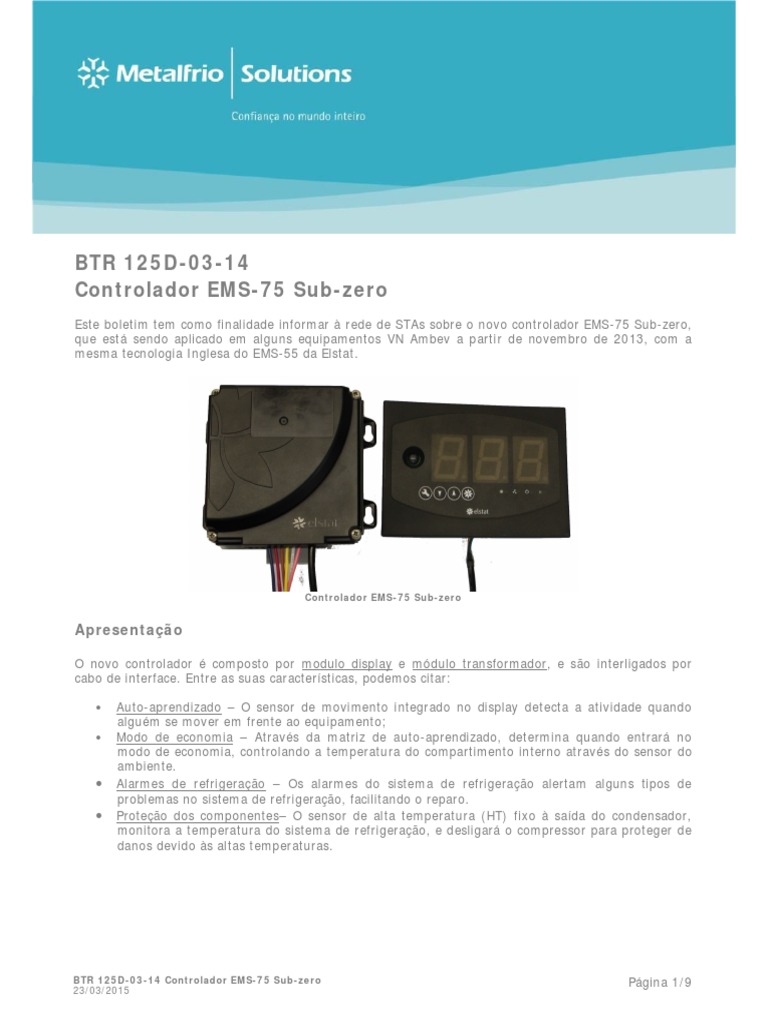 BTR 125D-02-14 Controlador EMS-75 Sub-Zero | PDF | Relé | Refrigeração