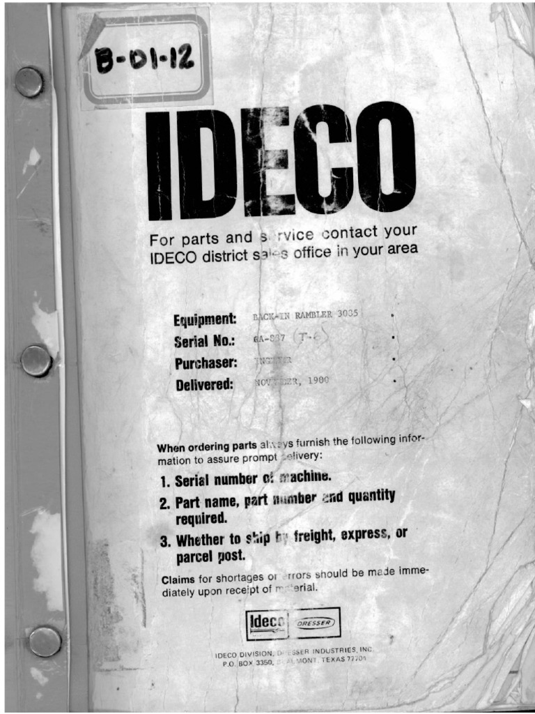 IDECO H35KD Parts List | PDF