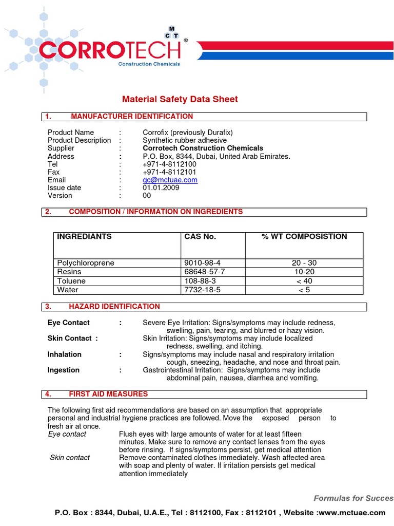 Corrofix MSDS | PDF | Personal Protective Equipment | Firefighting