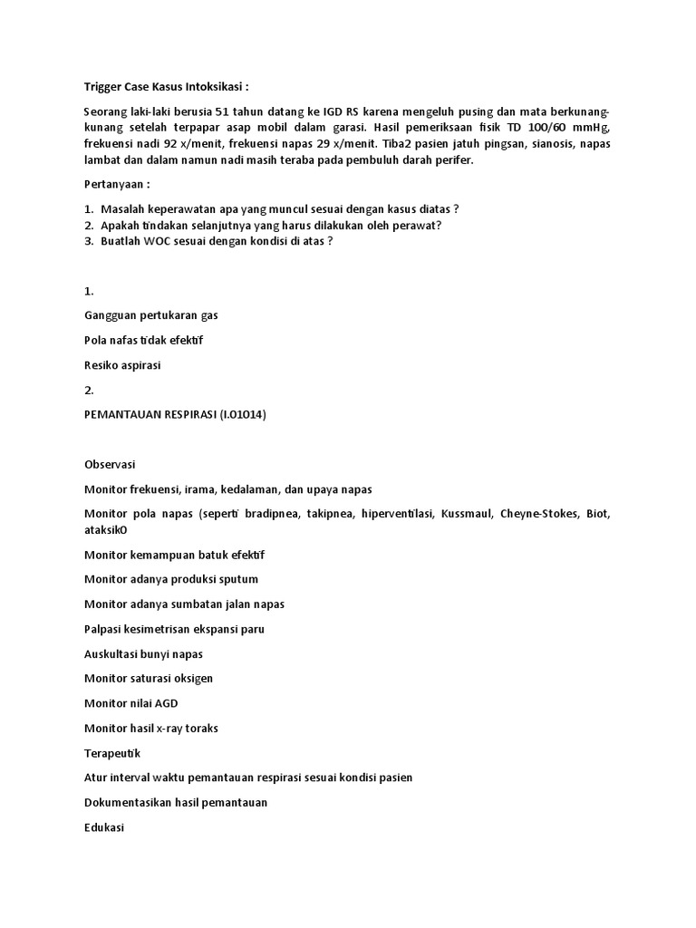 Trigger Case Kasus Intoksikasi | PDF