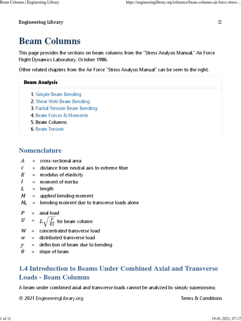 Beam Columns - Engineering Library | PDF | Beam (Structure) | Bending