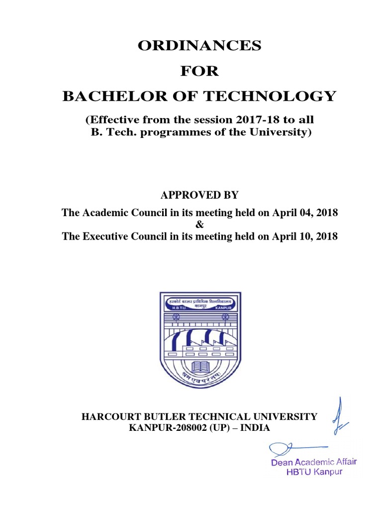 FINAL-Ordinance B.tech - 1 | PDF | University And College Admission | Academic Degree