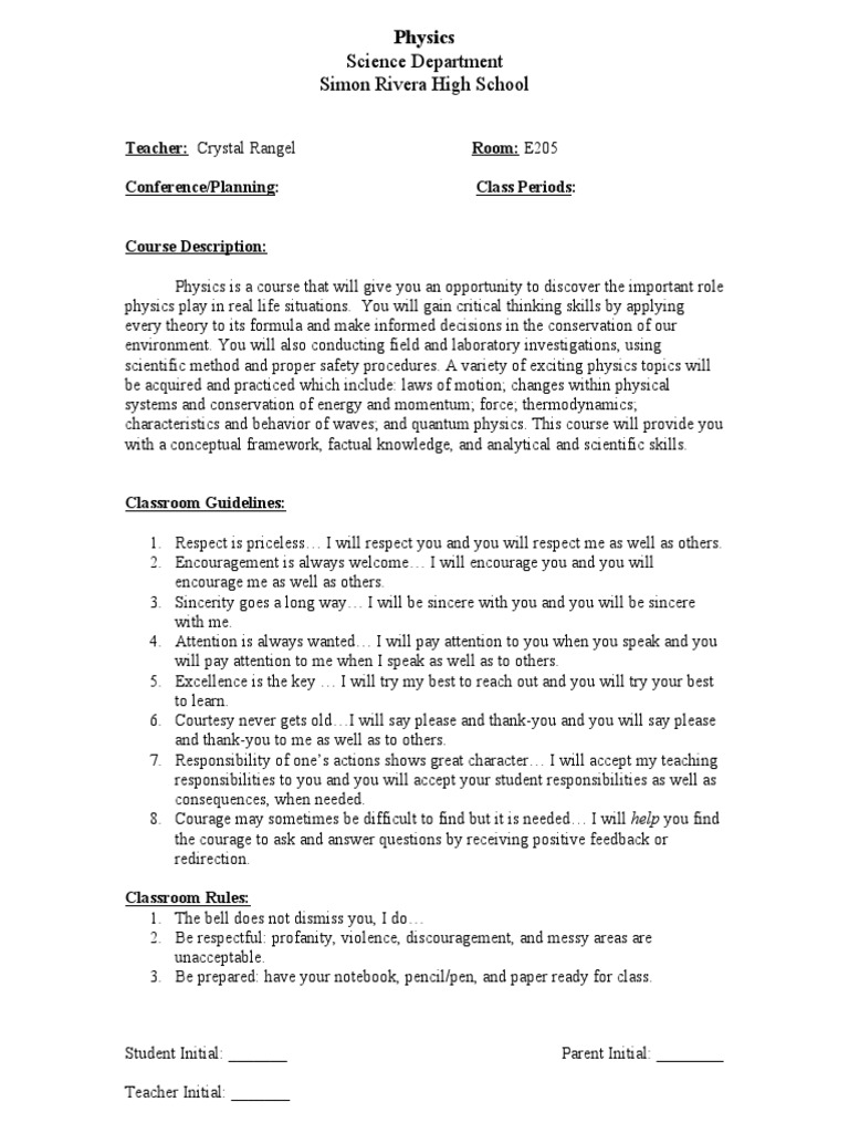 2022 Physics Syllabus for Students | PDF | Physics | Teachers