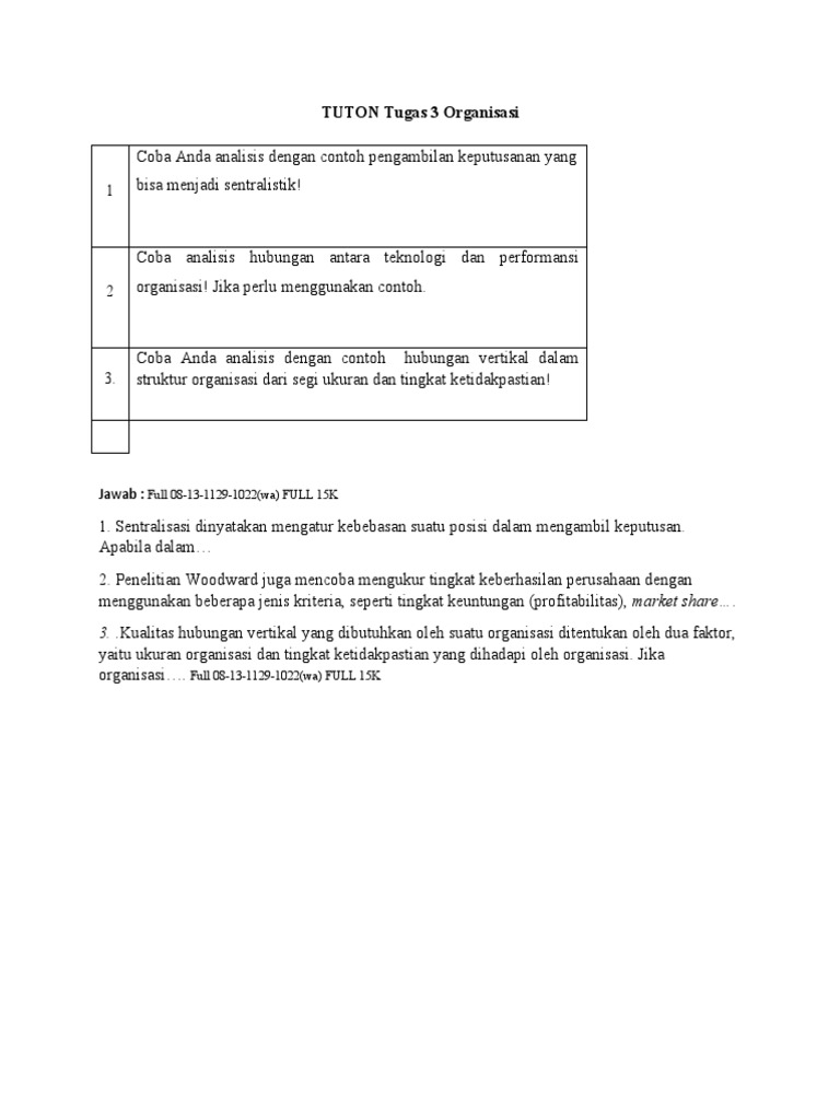 Tugas 3 Tuton Organisasi | PDF