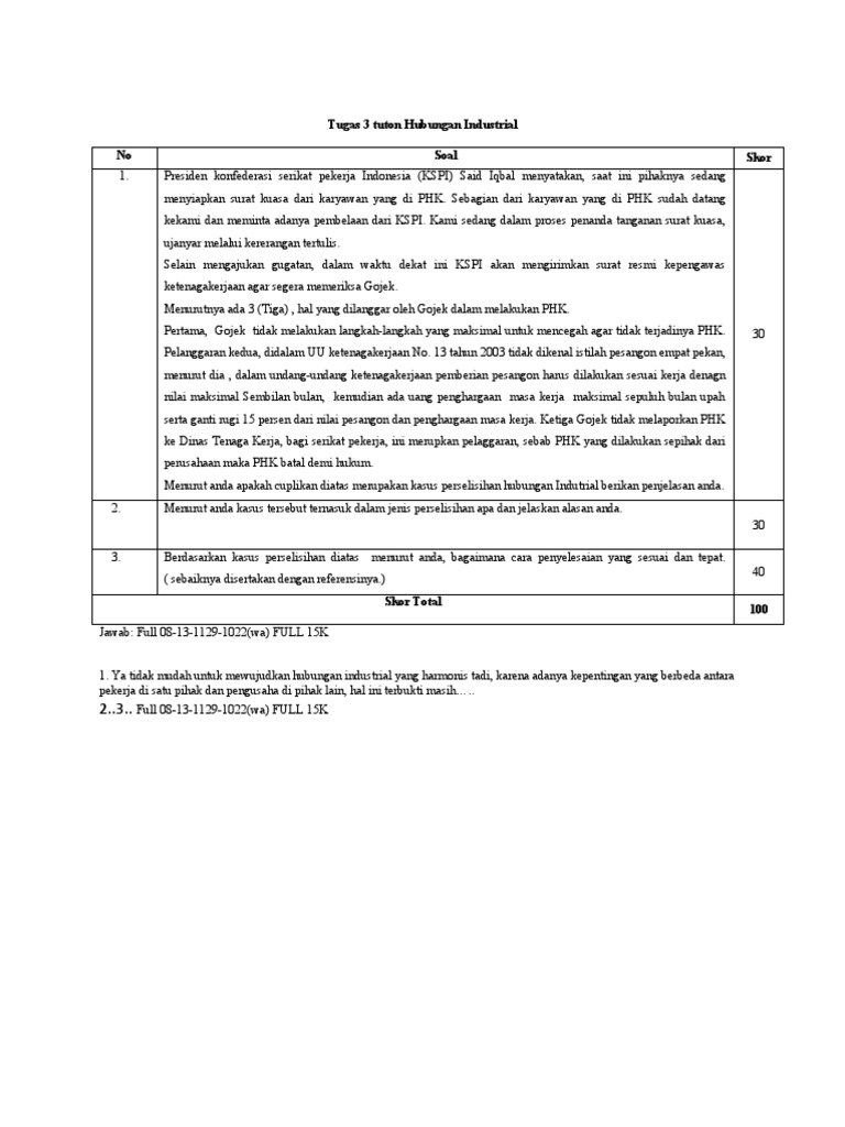 Tugas 3 Tuton Hubungan Industrial | PDF