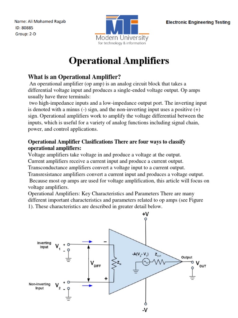 Operational Amplifiers: What Is An Operational Amplifier? | PDF | Operational Amplifier | Amplifier