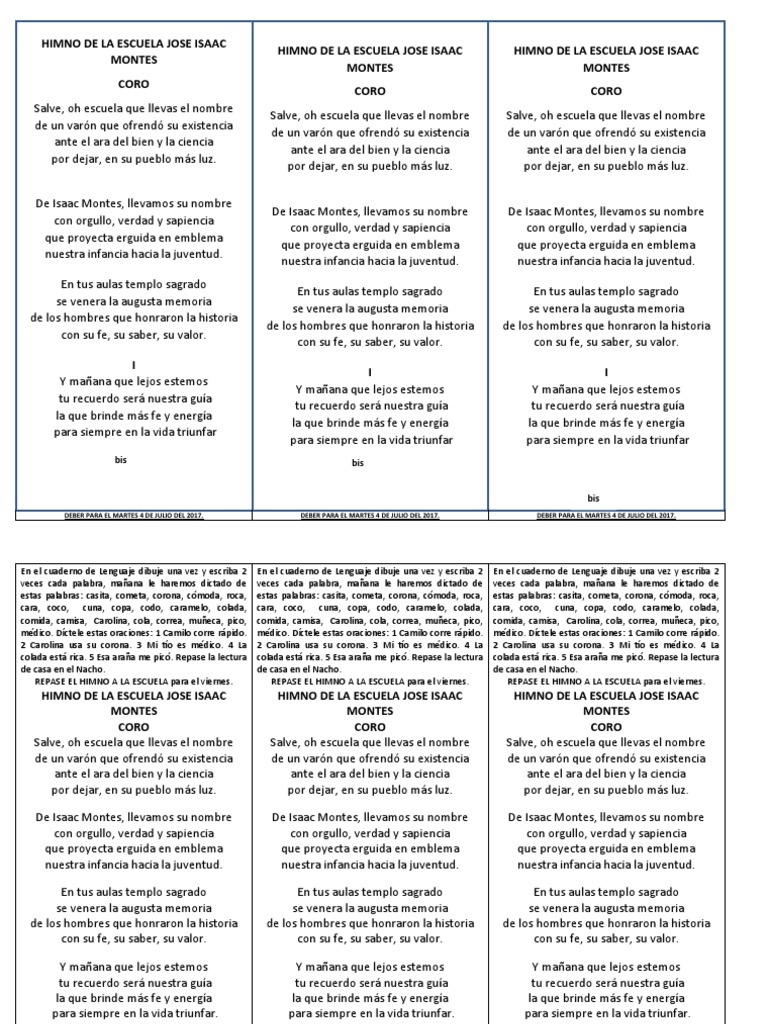 Himno de La Escuela Jose Isaac Montes | PDF