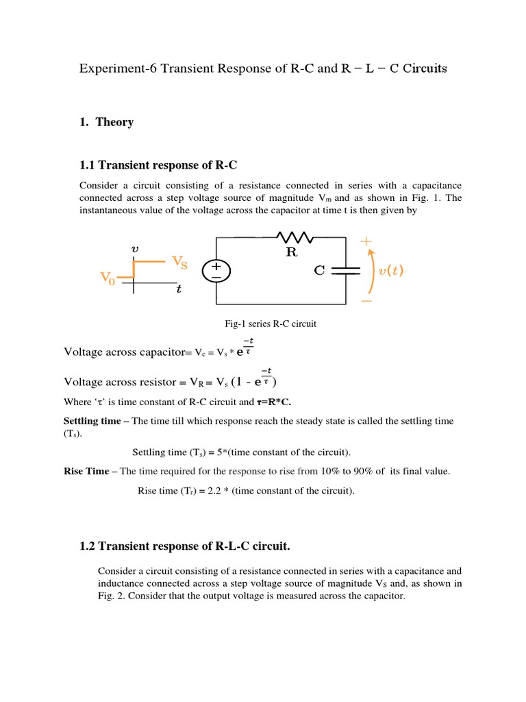 Exp - No.6 - Transient Response of RLC Circuits | PDF | Damping ...