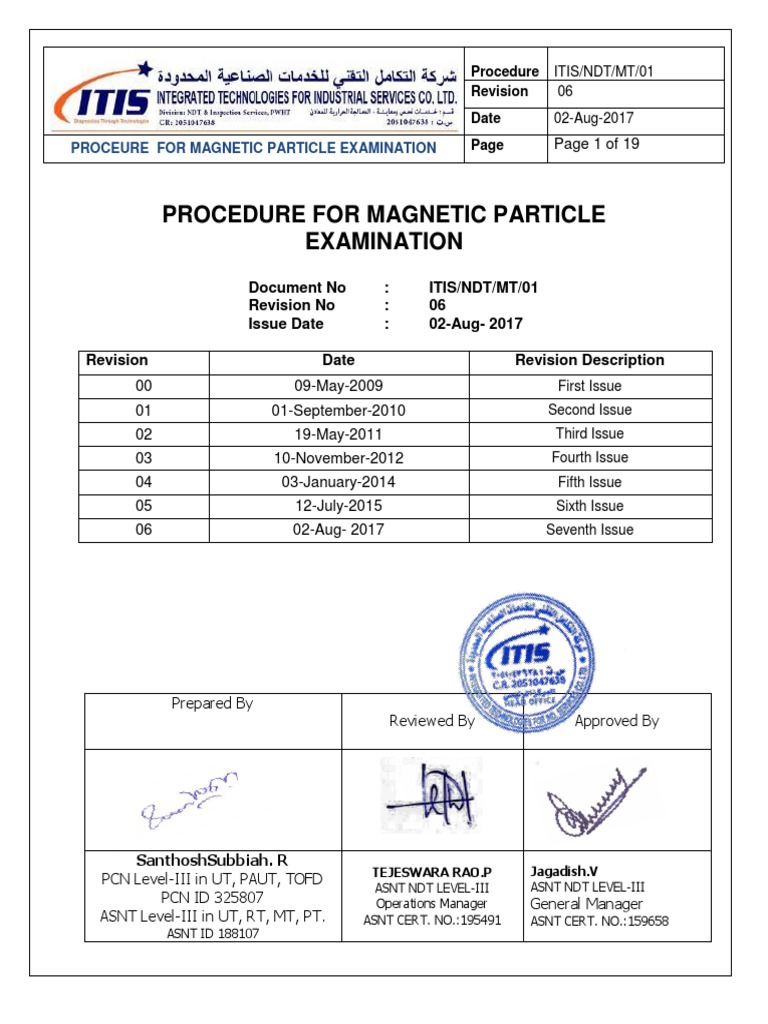 Itis NDT MT 01 Rev 06 | PDF | Nondestructive Testing | Welding