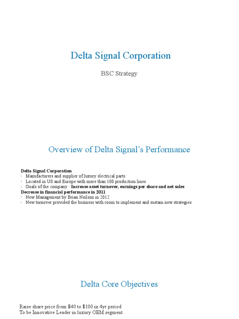 Delta Signal Corporation: BSC Strategy | PDF | Lean Manufacturing ...