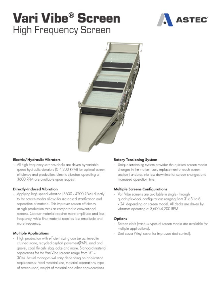 High Frequency Screens Spec Sheet English | PDF