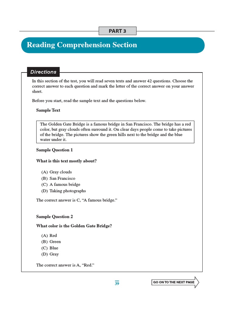 Reading Comprehension Section: Directions | PDF | Bat | Trees