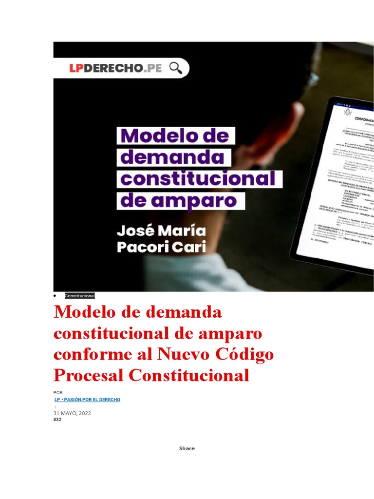 Modelo de Demanda de Amparo | PDF | Demanda judicial | Justicia