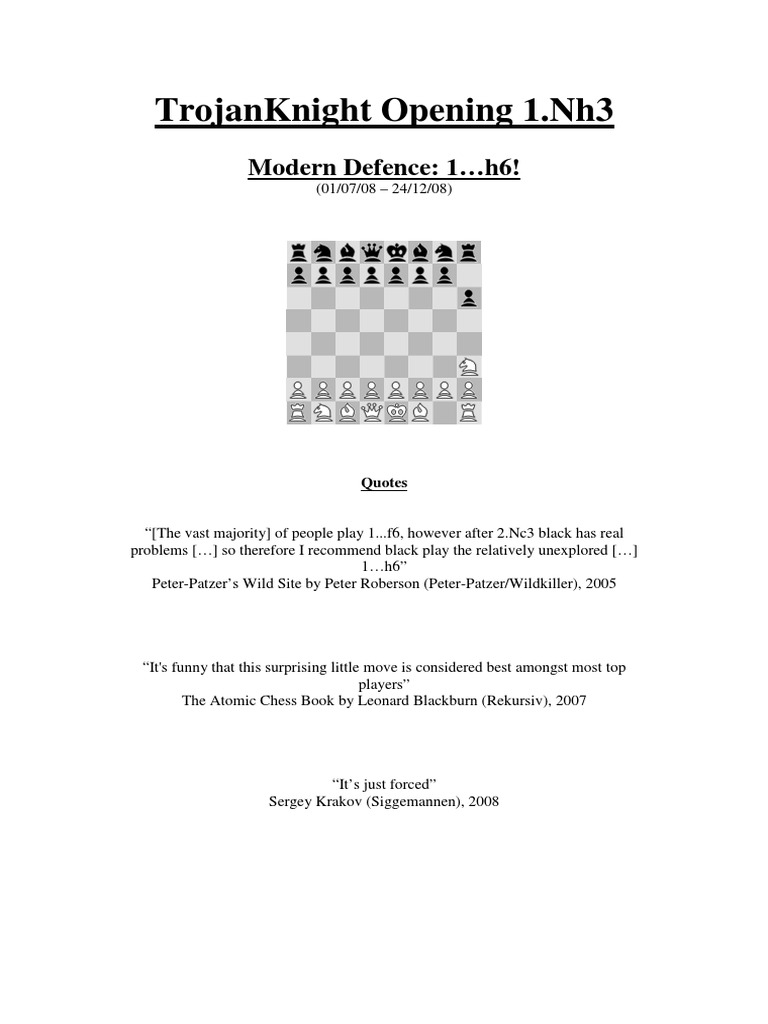 1.Nh3 h6 (New Format) | PDF | Chess Openings | Game Theory