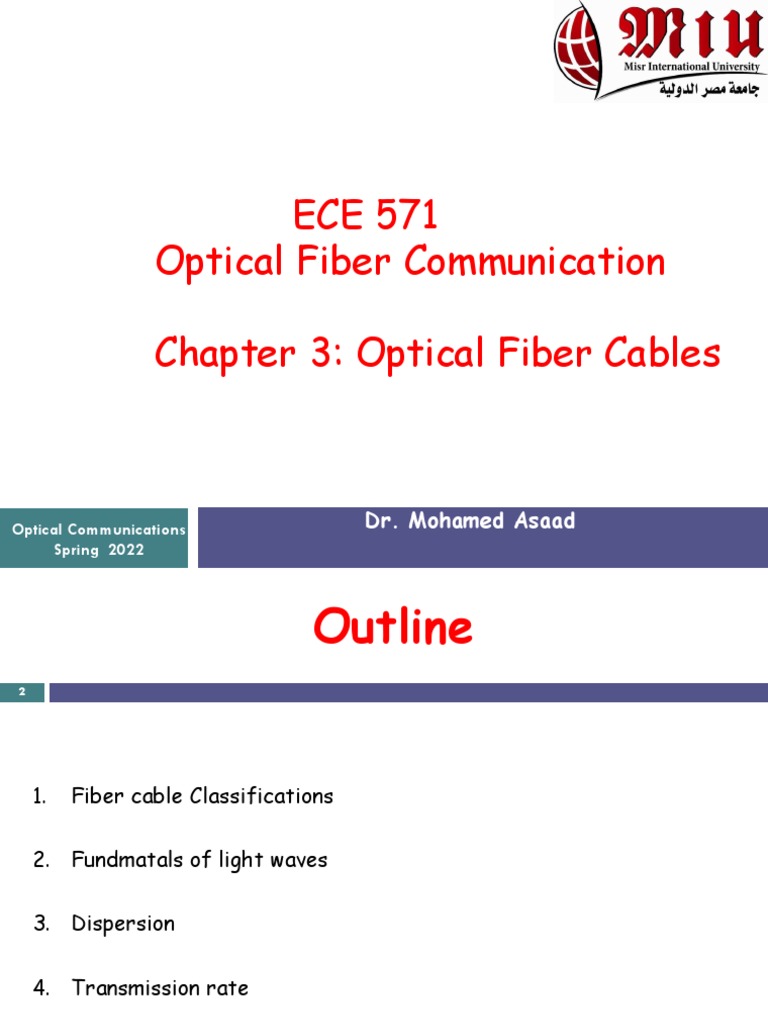 Chapter 3 Optical Fiber Cables | PDF | Optical Fiber | Dispersion (Optics)