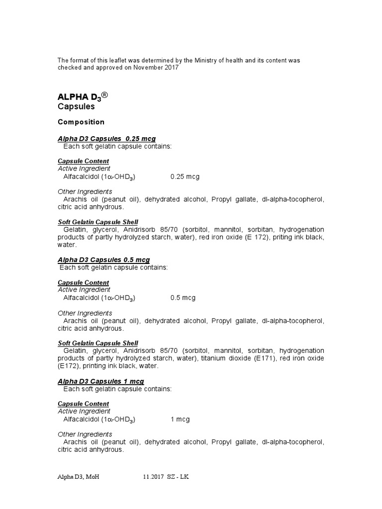 Alfacalcidol (Alfa D3) | PDF | Vitamin D | Dose (Biochemistry)