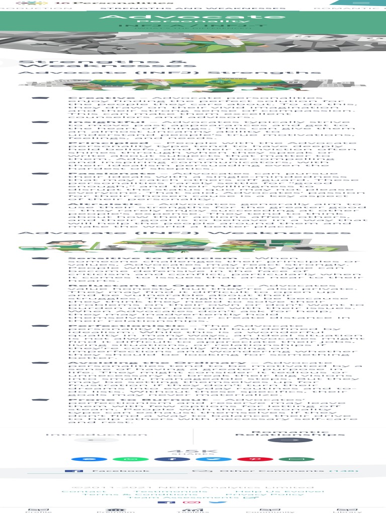Strengths & Weaknesses Advocate (INFJ) Personality 16personalities ...