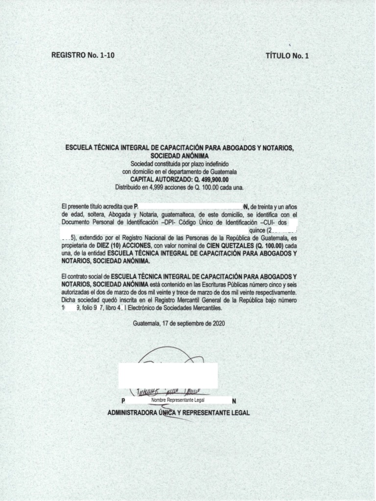 Ejemplos Títulos de Acciones | PDF