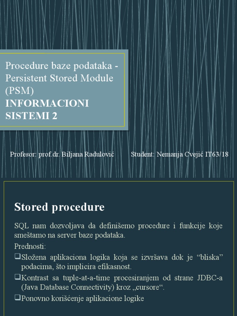 Persistent Stored Module (PSM), Nemanja Cvejić | PDF