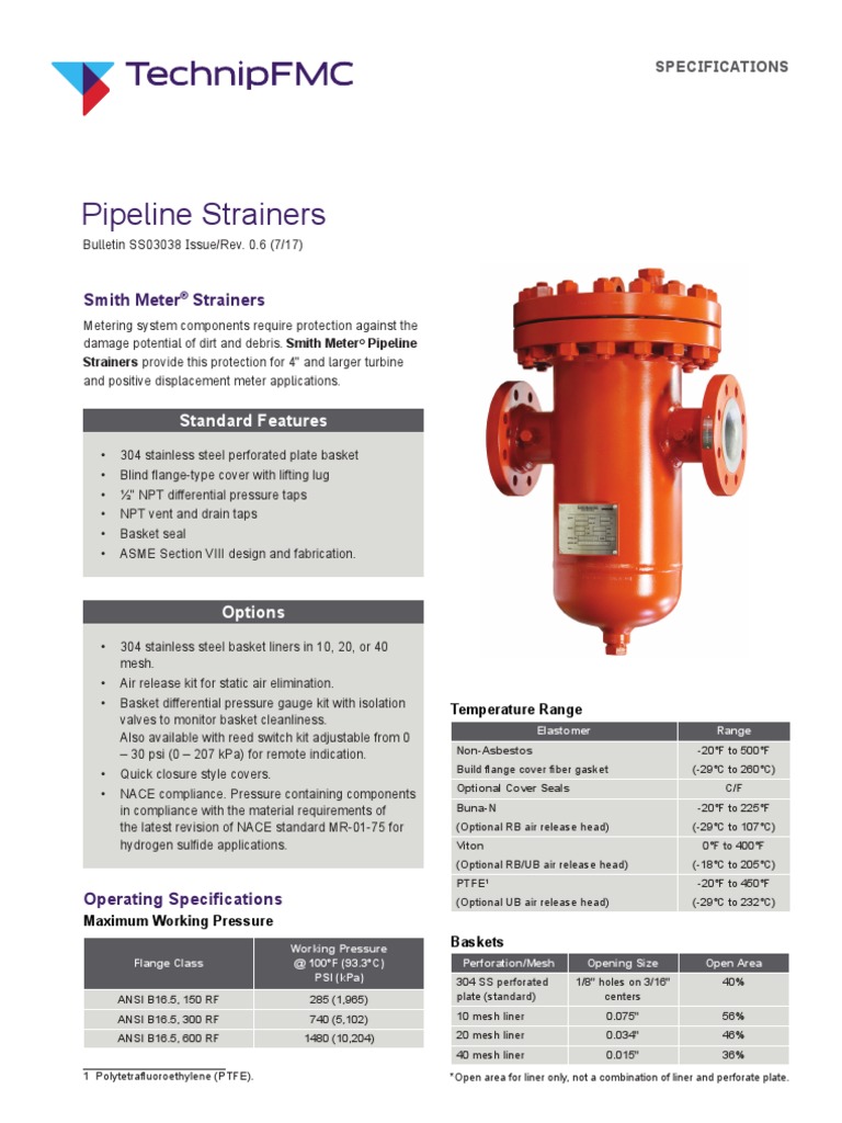 TechnipFMC - Pipeline Strainers | PDF | Mechanical Engineering | Gas Technologies