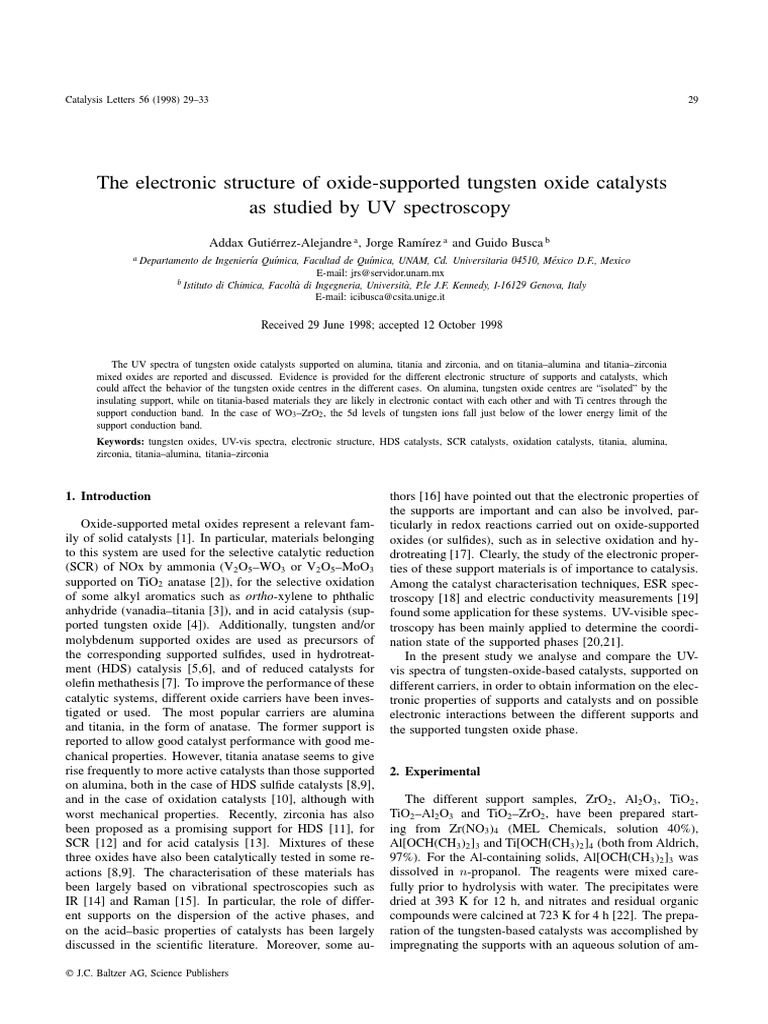 Catalysis Letters 56 (1998) 29-33electronic UV Vis WOx | PDF | Titanium ...